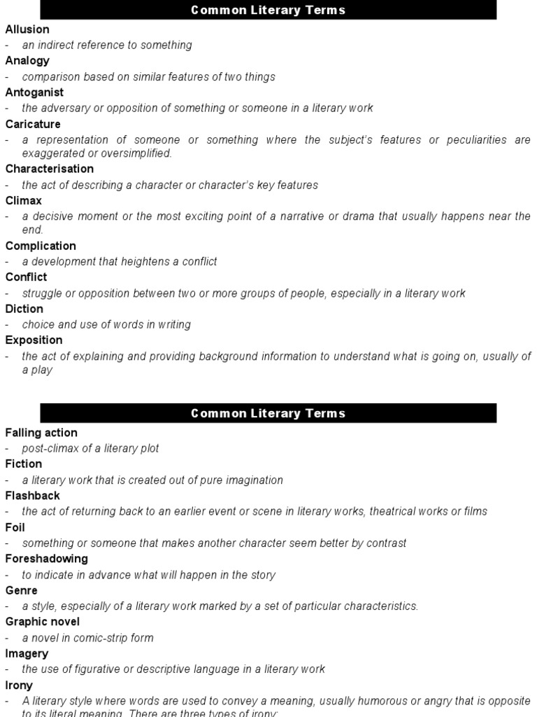 Common Literary Terms | PDF | Plot (Narrative) | Narrative