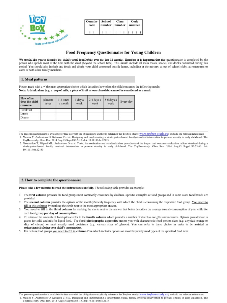 Food Frequency Questionnaire | PDF | Meal | Yogurt