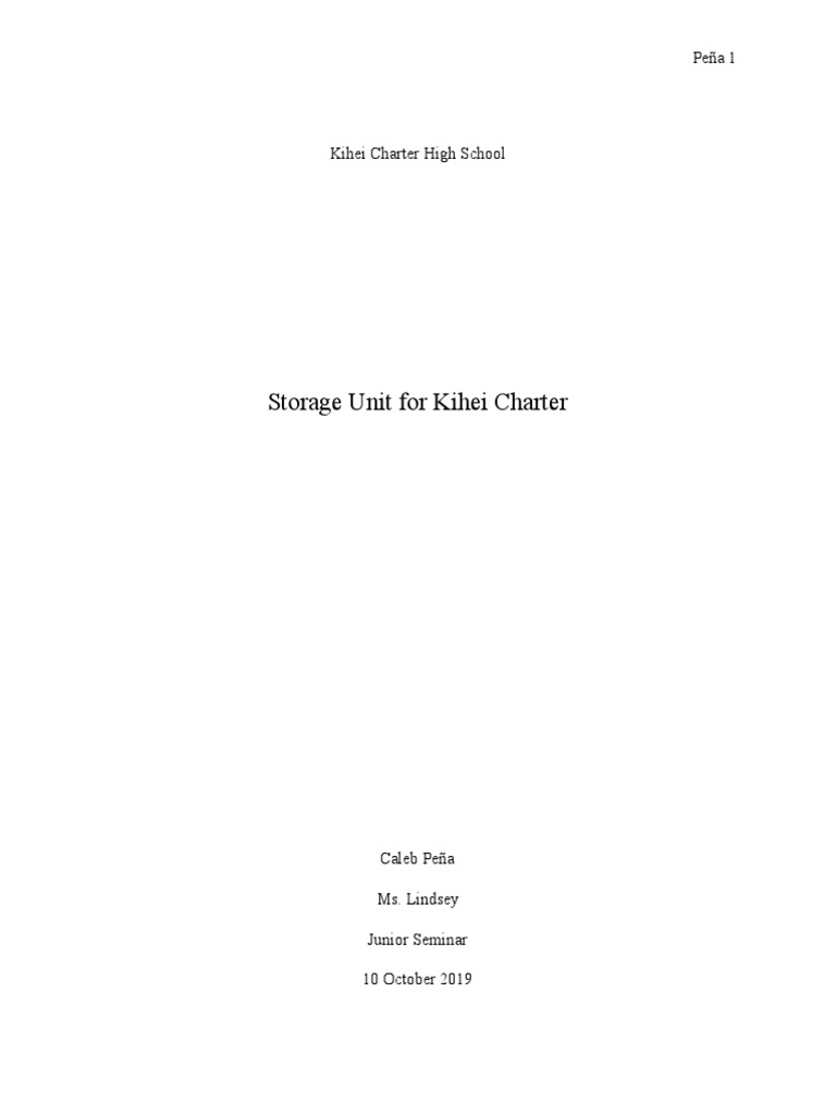 Storage Unit Proposal for Kihei Charter | PDF | Mentorship