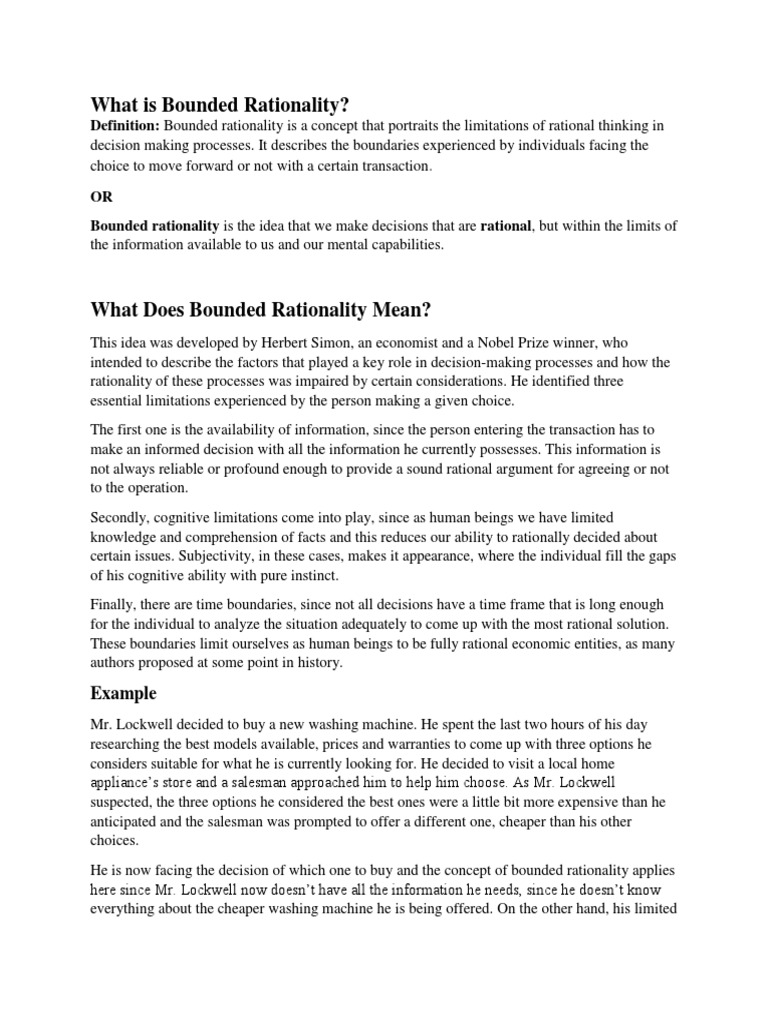 What Is Bounded Rationality Vs Rationality | PDF | Rationality ...