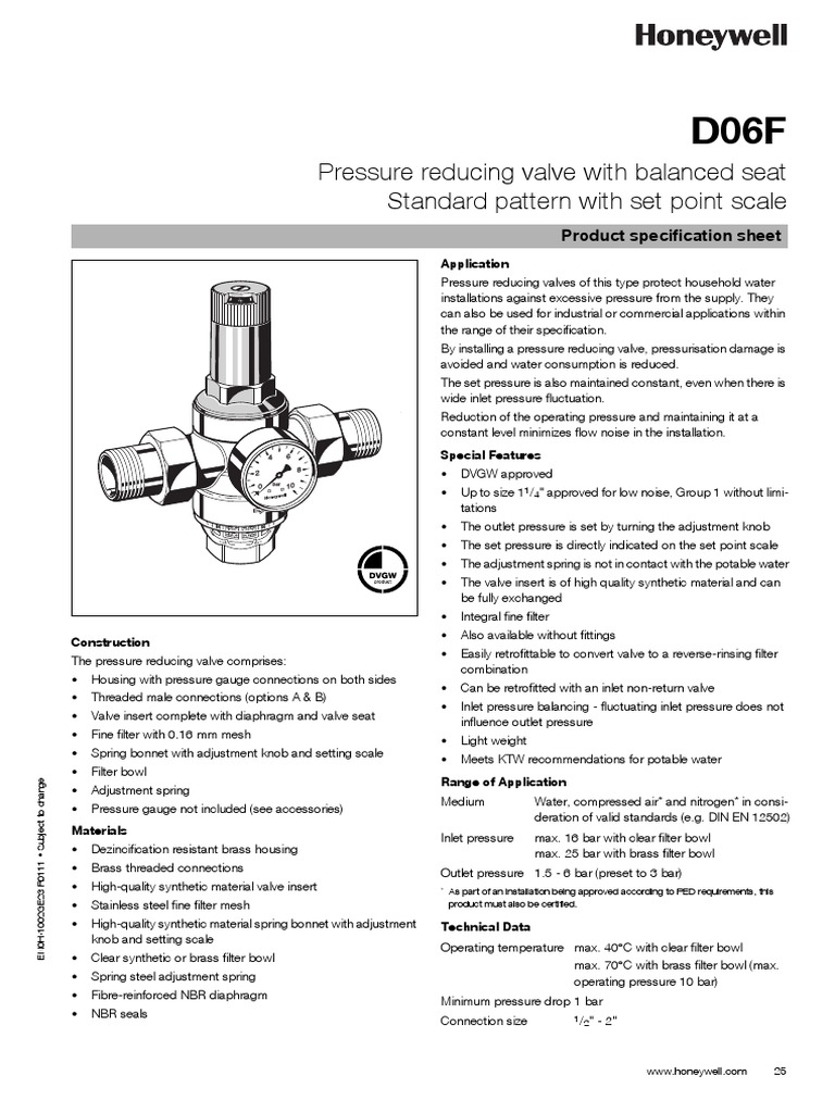 d06 Specification | PDF | Valve | Pressure