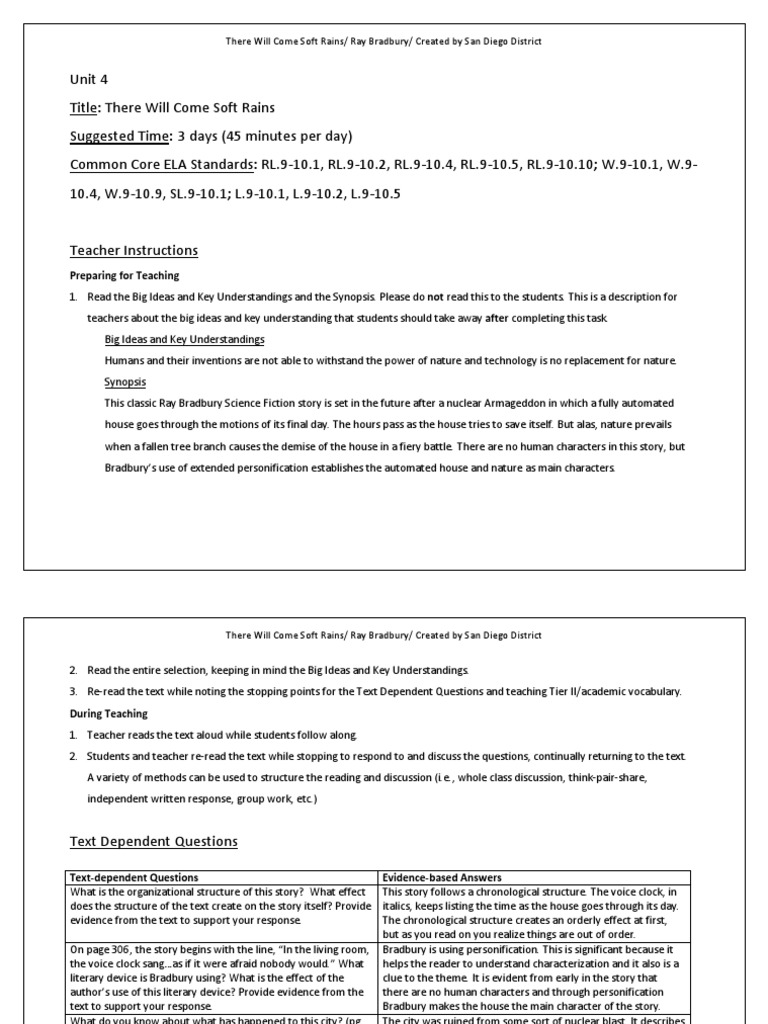 Analyzing "There Will Come Soft Rains" | PDF | Semiotics | Cognitive ...
