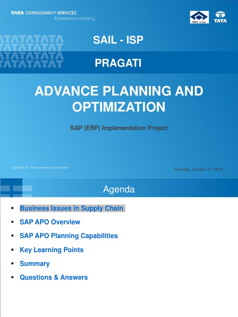 Advance Planning and Optimization: Sail - Isp | PDF | Forecasting | Supply Chain