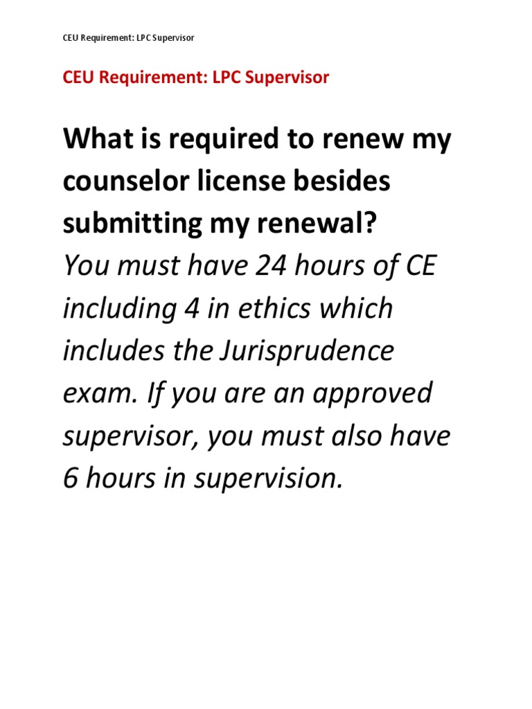 CEU Requirement - LPCS | PDF