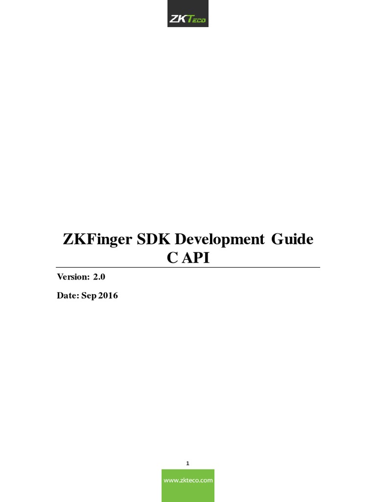 Zkfinger SDK Development Guide C Api: Date: Sep 2016 | PDF | Application Programming Interface ...