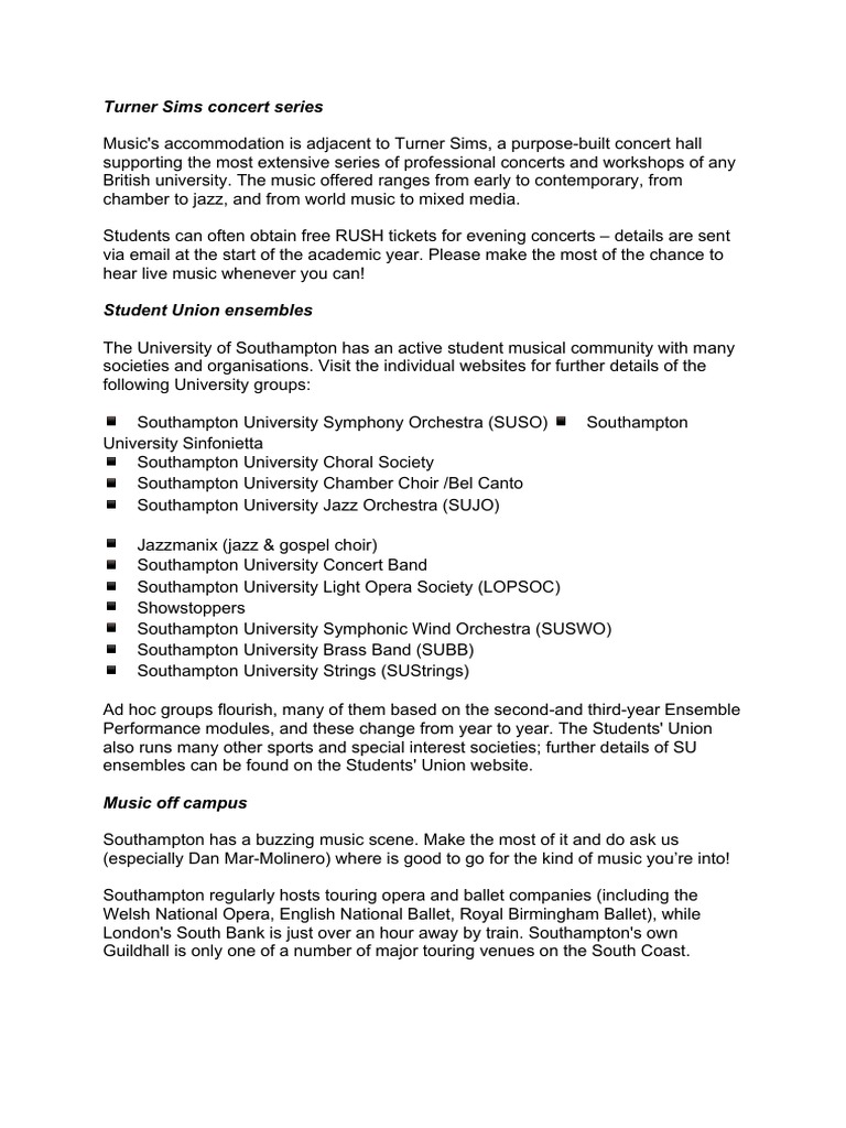 Turner Sims Concert Series | PDF