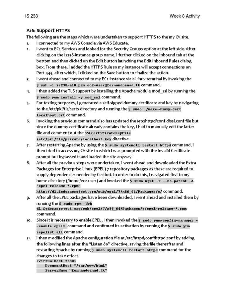 Enabling Ssl For Aws Ec2 Instances Pdf Sudo Public Key Certificate 5110