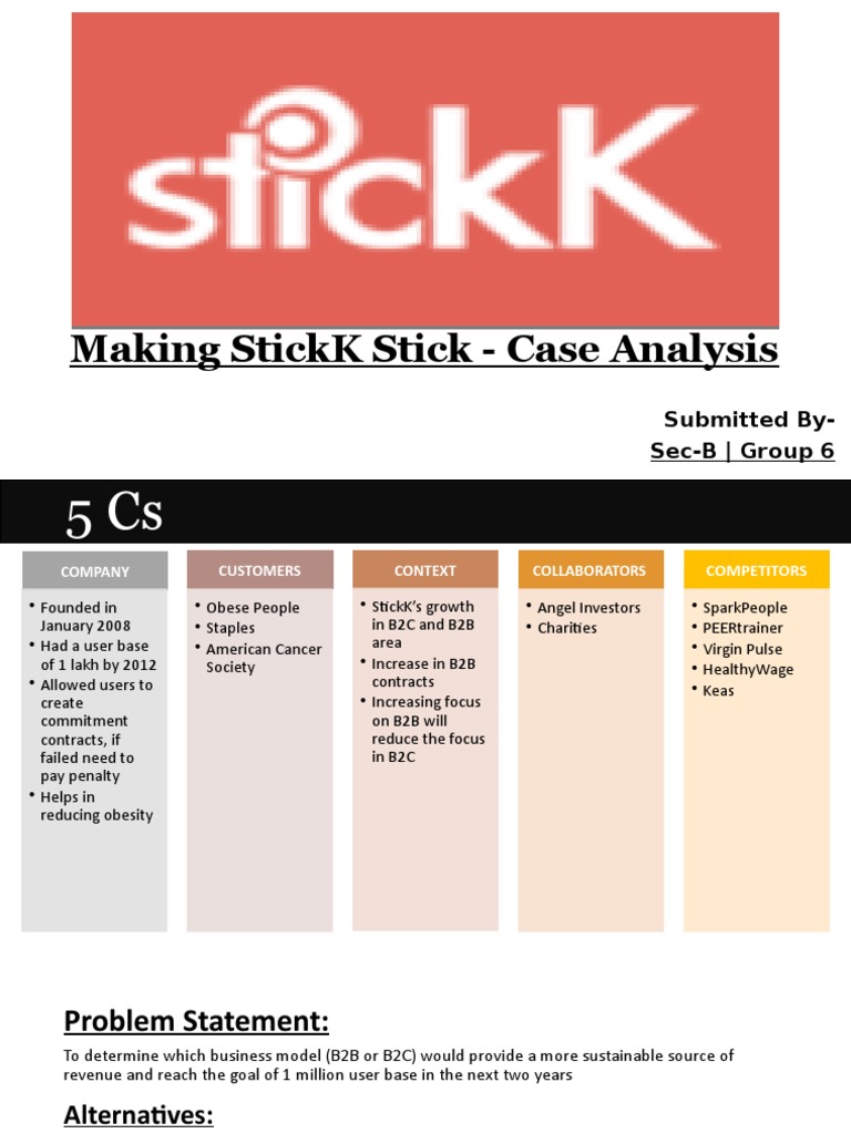 Making Stickk Stick - Case Analysis: Submitted By-Sec-B - Group 6 ...