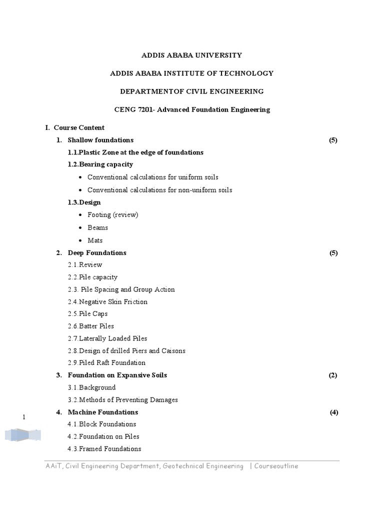 Aait, Civil Engineering Department, Geotechnical Engineering ...