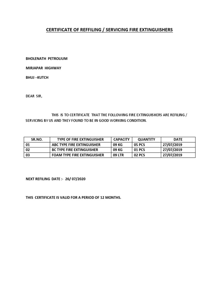 Certificate of Reffiling | PDF