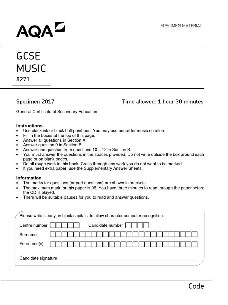 GCSE Music QP2 v3 Final | PDF | Choir | Chord (Music)