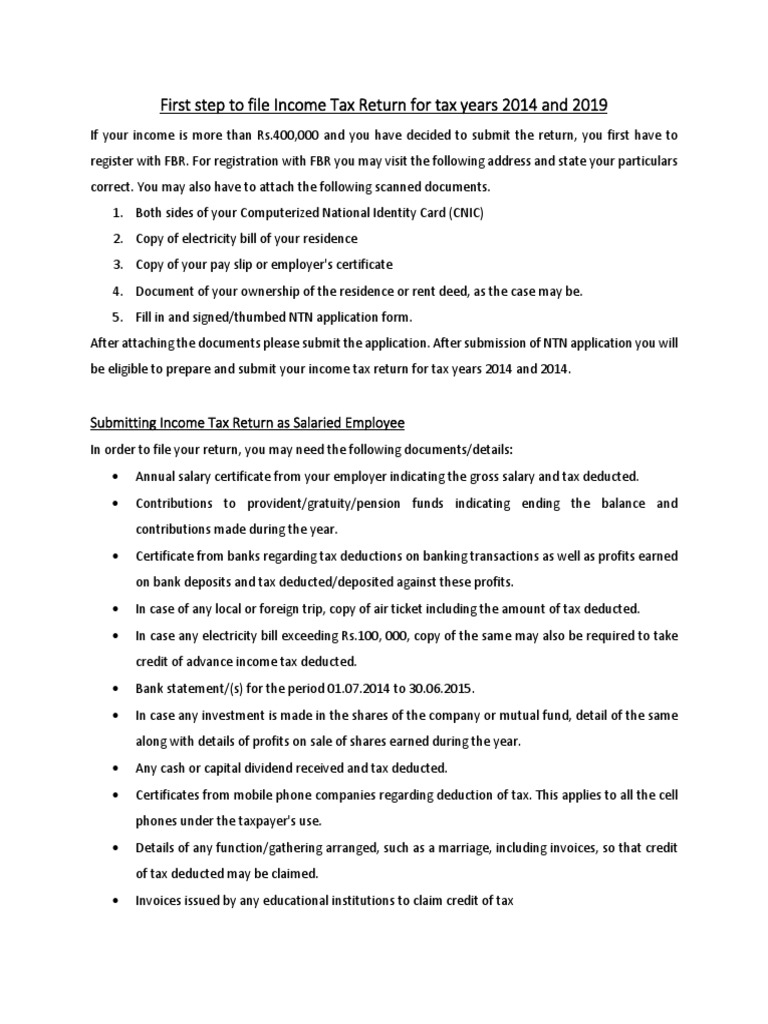 A Comprehensive Guide to Filing Income Tax Returns for Tax Years 2014 ...