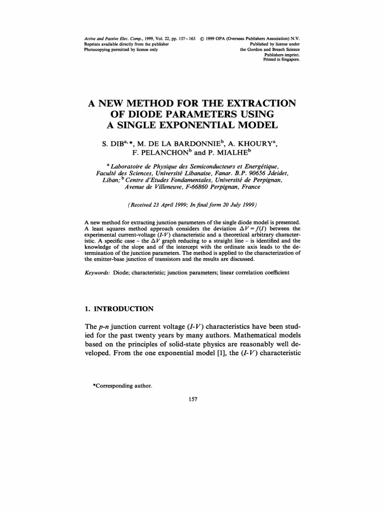 Extracting diode parameters from I-V curves | PDF | P–N Junction ...