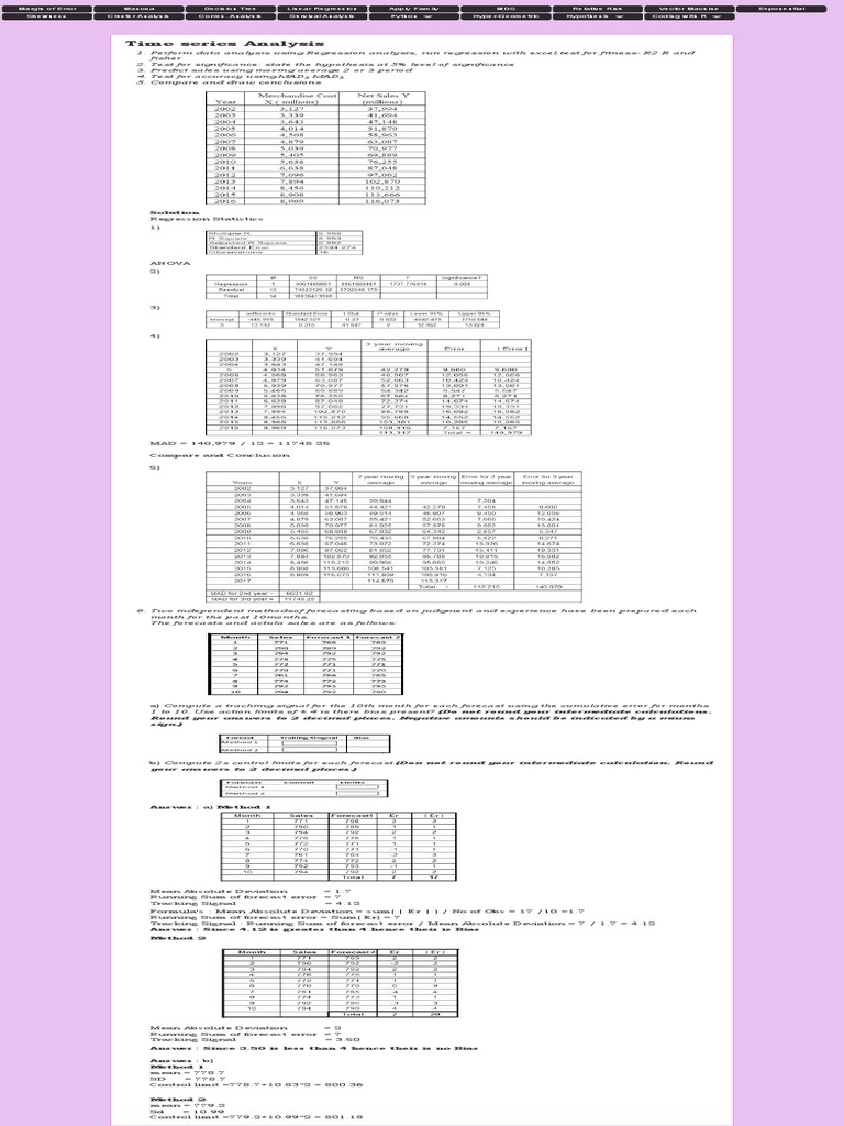 Time Series Analysis: Solution | PDF | Forecasting | Errors And Residuals