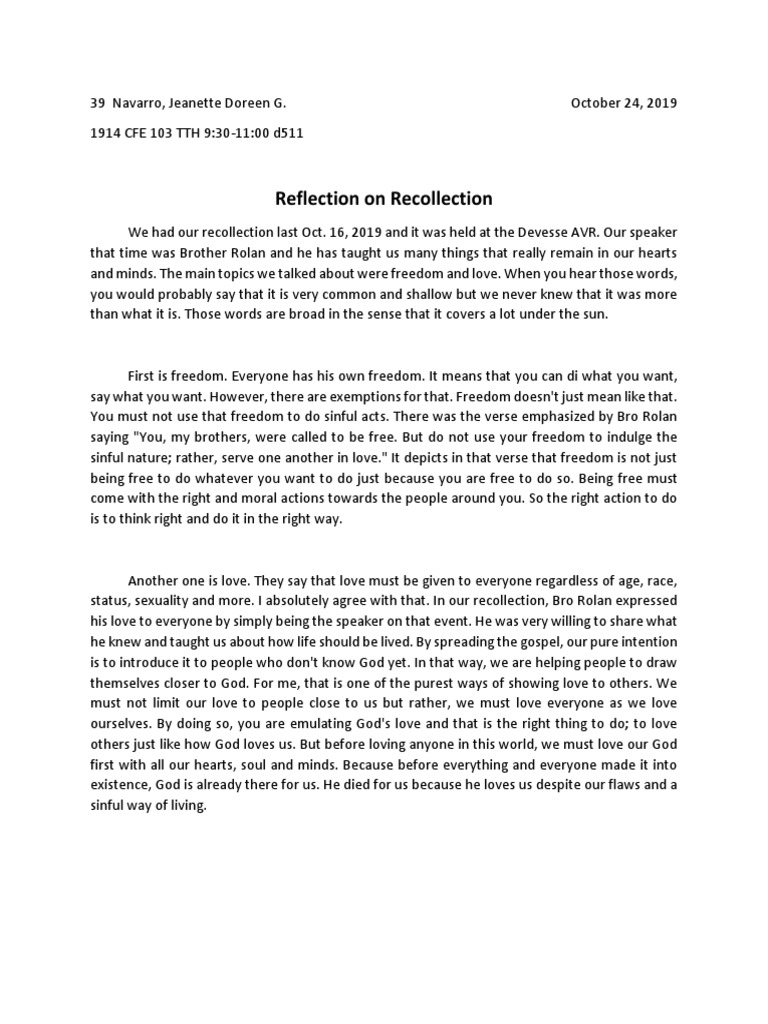 Reflection On Recollection | PDF | Social Science | Philosophy