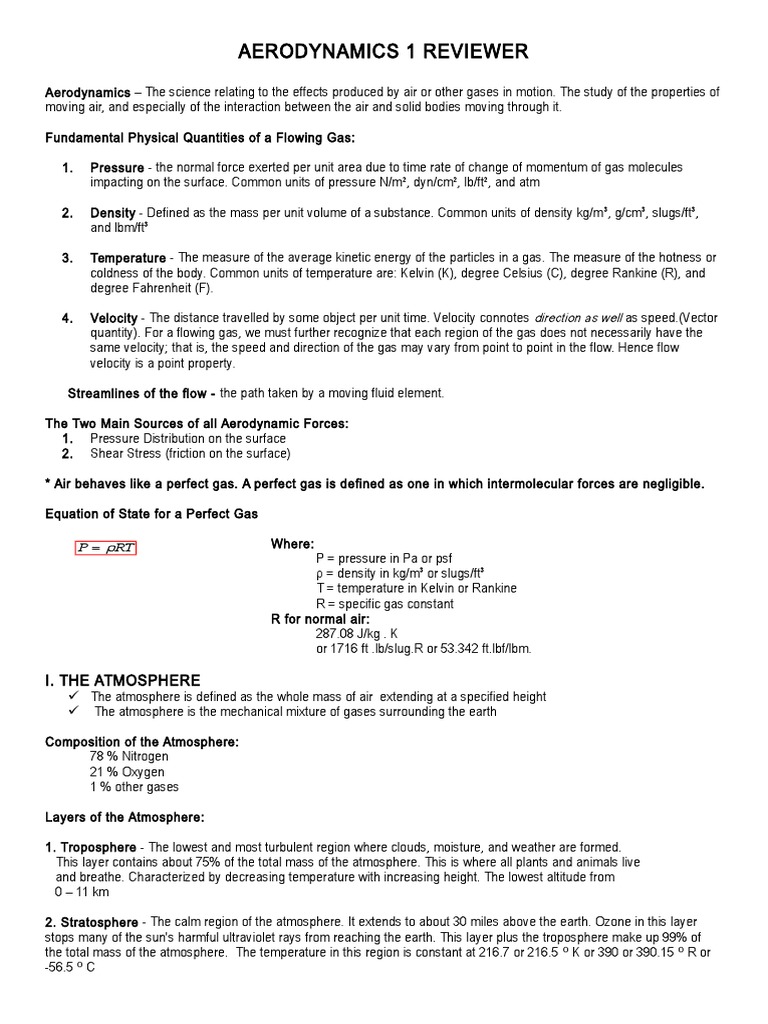 Aerodynamics Fundamentals Overview | PDF | Airspeed | Atmosphere Of Earth