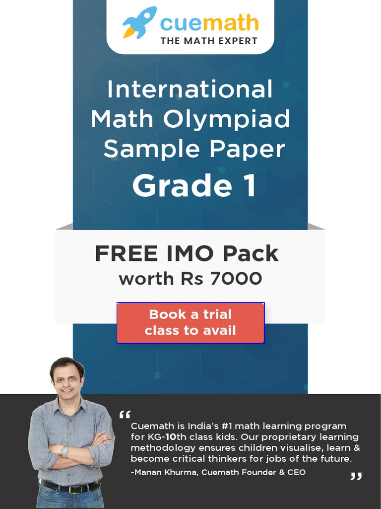 Grade 1 International Math Olympiad Paper | PDF | Teaching Mathematics