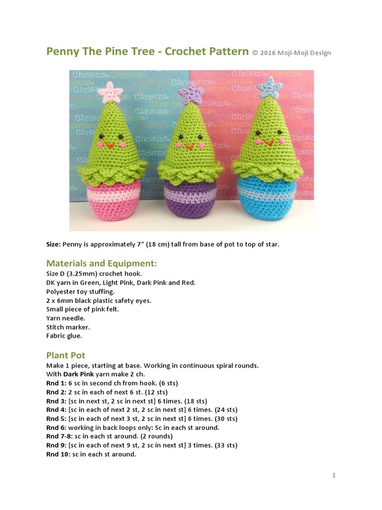 Penny The Pine Tree - Crochet Pattern: Materials and Equipment | PDF ...