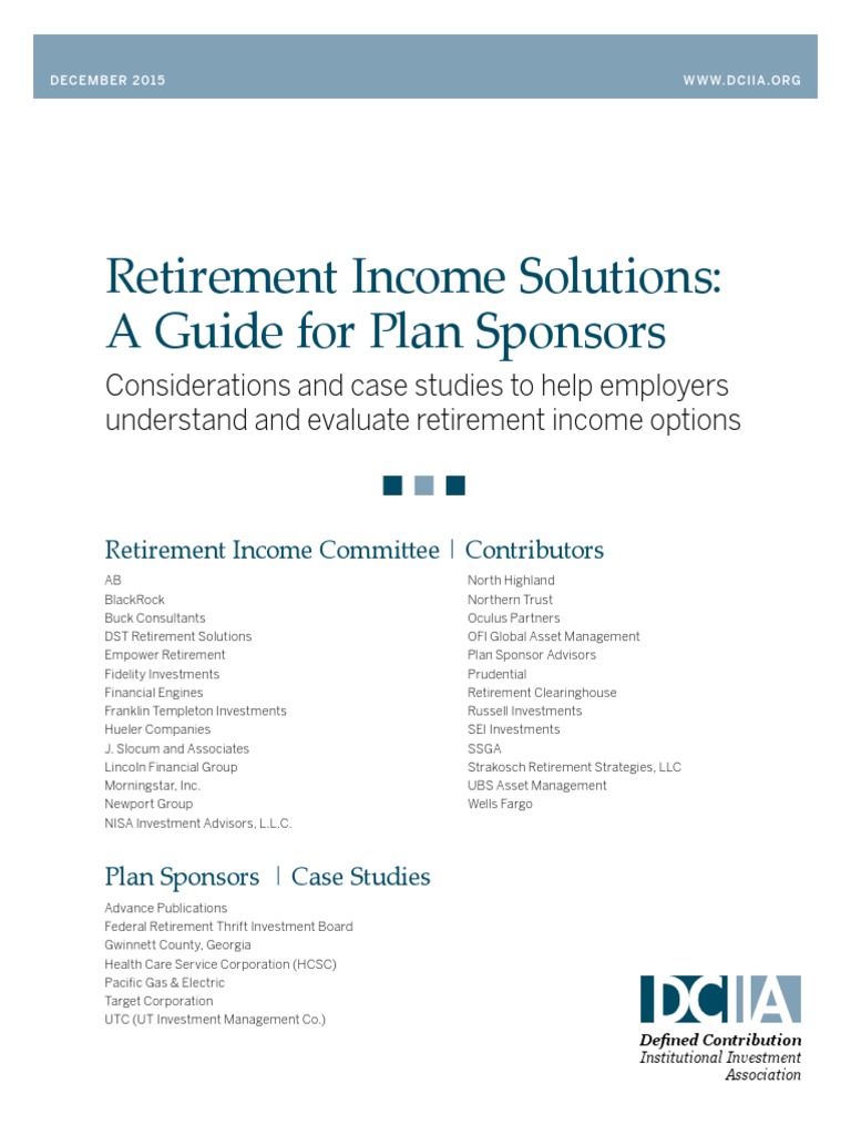 Retirement Income Solutions: A Guide For Plan Sponsors | PDF ...