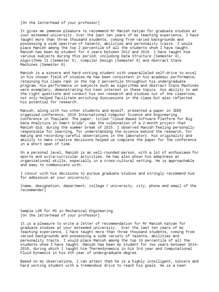 Lor Sample | Download Free PDF | Graduate School | Academia