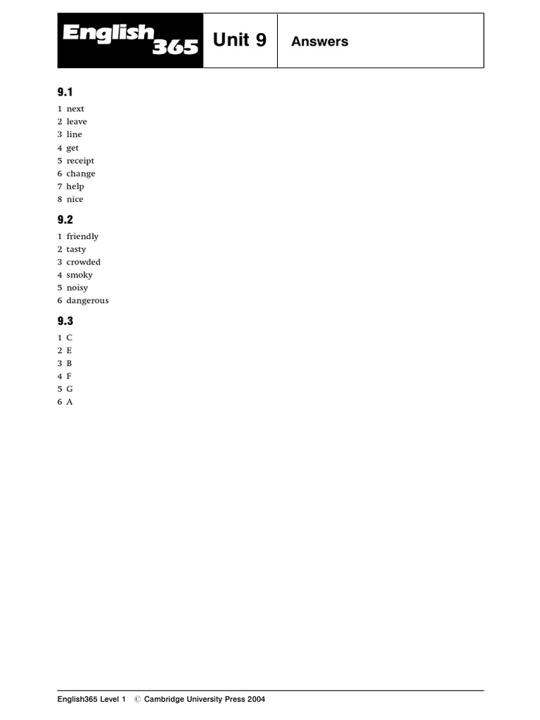 Unit 9: Answers | PDF