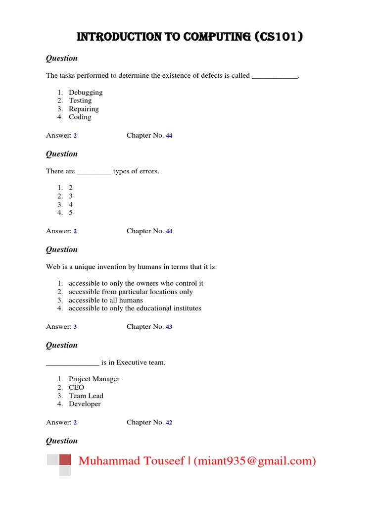 CS101 Introduction to Computing Questions | PDF | Internet Protocol Suite | World Wide Web