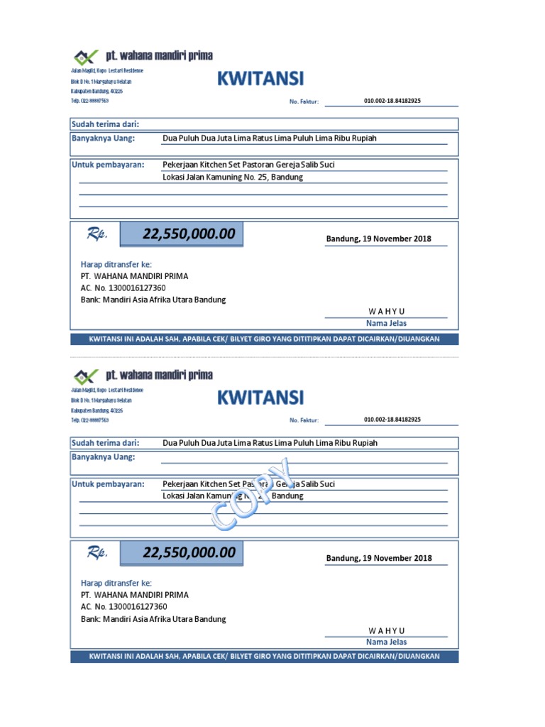 Contoh Kwitansi | PDF | Bisnis
