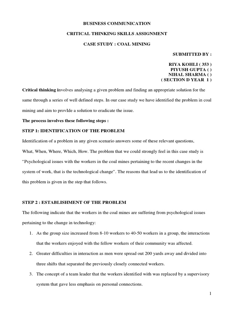 Coal Mining Assignment | PDF | Mining | Psychology