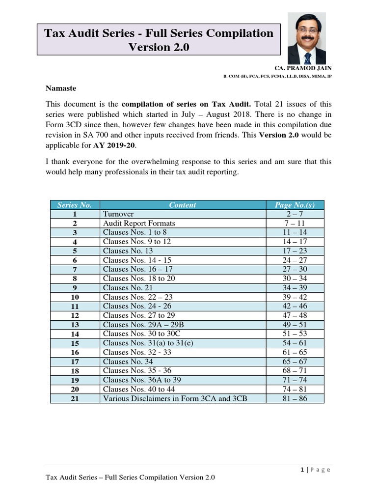 Tax Audit Series - Full Series Complilation Version 2 | PDF | Going ...
