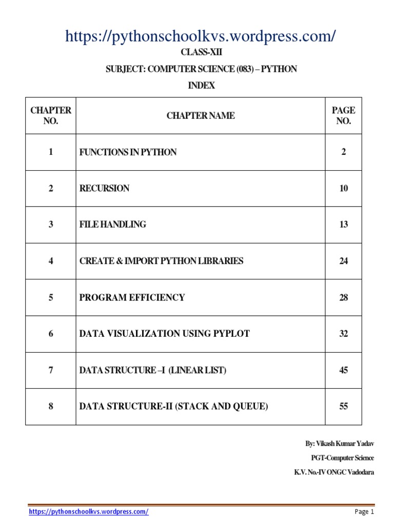 Python Notes Class Xii Cs 083 Parameter Computer Programming Time Complexity Free 30 Day 