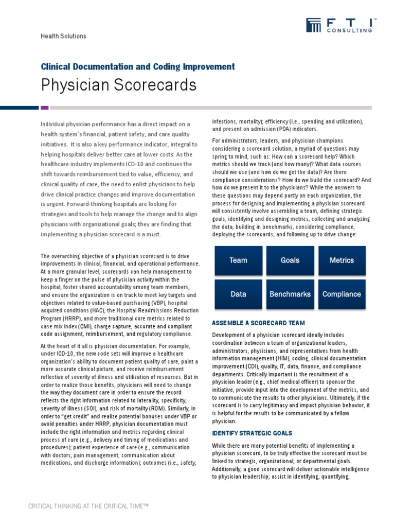 Physician Scorecards: Clinical Documentation and Coding Improvement ...