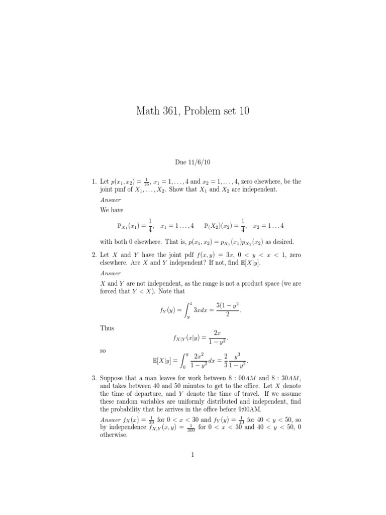 Math 361, Problem Set 10 | Download Free PDF | Teaching Mathematics ...