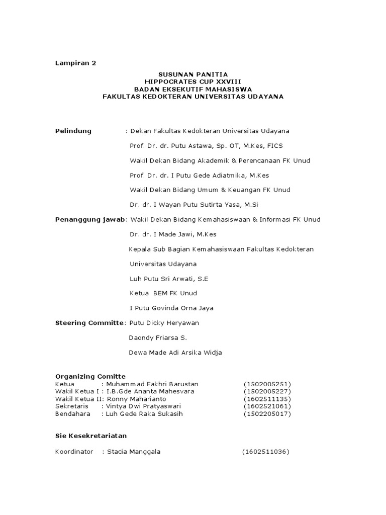 Susunan Panitia | PDF