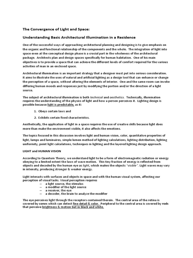 Convergence of Light and Space | PDF | Lighting | Color