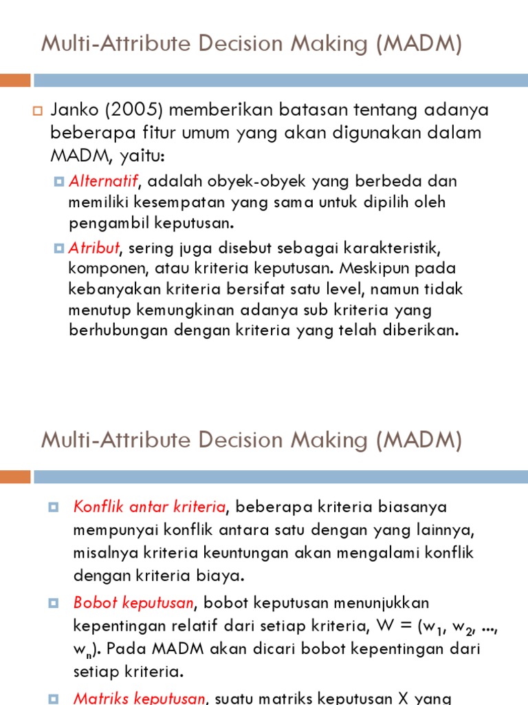 Multi-Attribute Decision Making (MADM) | PDF