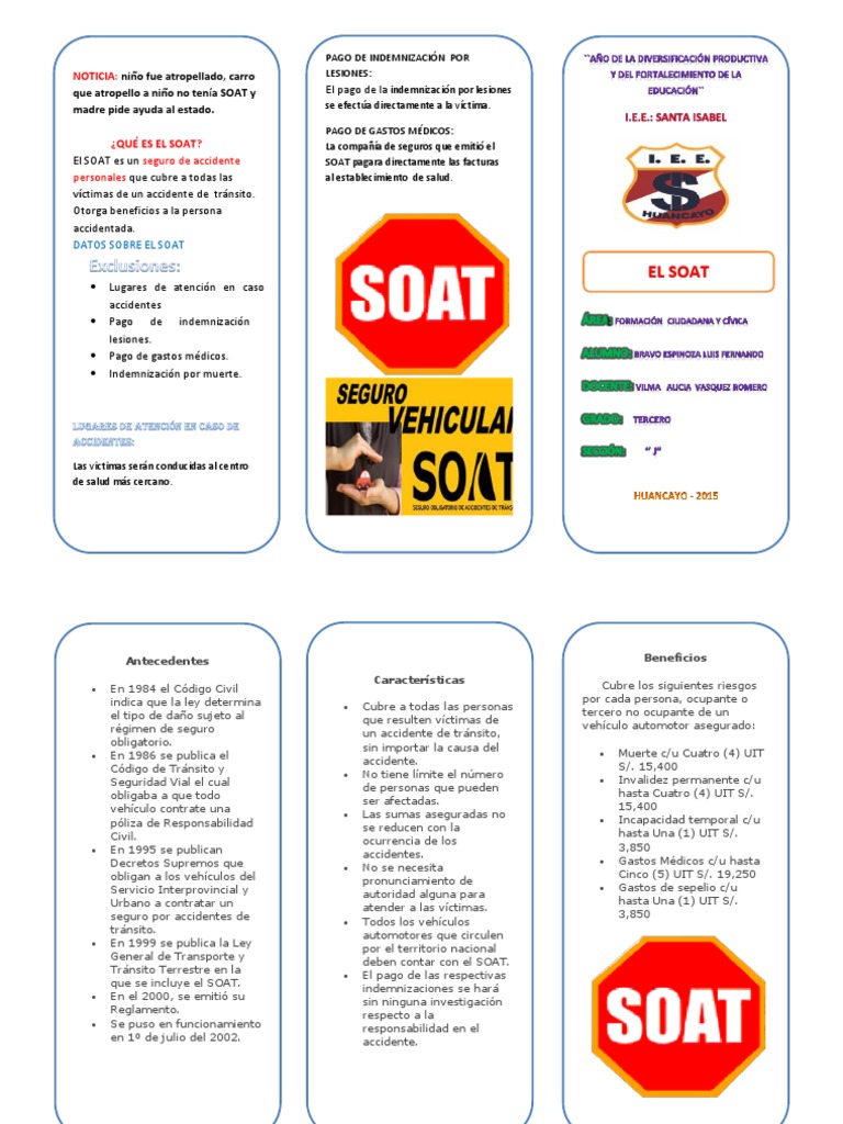 Triptico de El SOAT | PDF | Póliza de seguros | Seguro