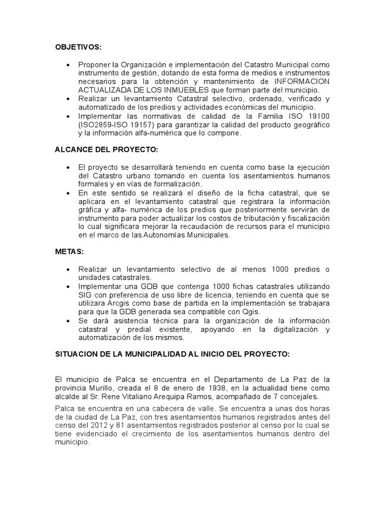 Implementacion de Catastro en Palca | PDF | Sistema de información ...