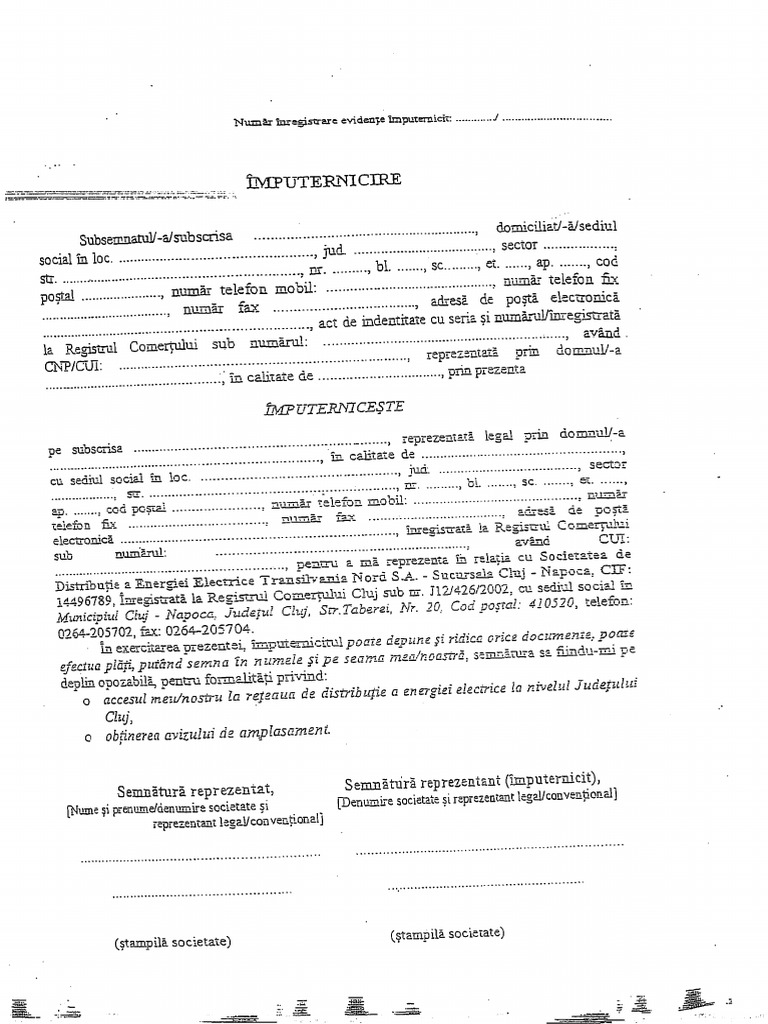 Model Imputernicire Electrica | PDF