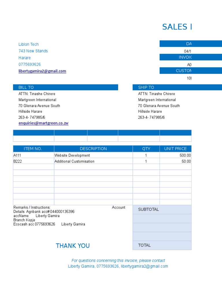 Sales Invoice Sample | PDF | Business Documents | Accounting