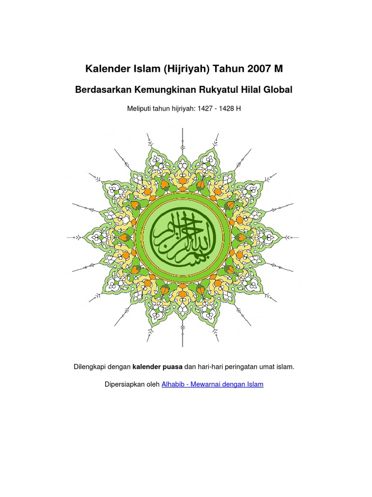 Kalender Islam 2007: Puasa & Peringatan | PDF