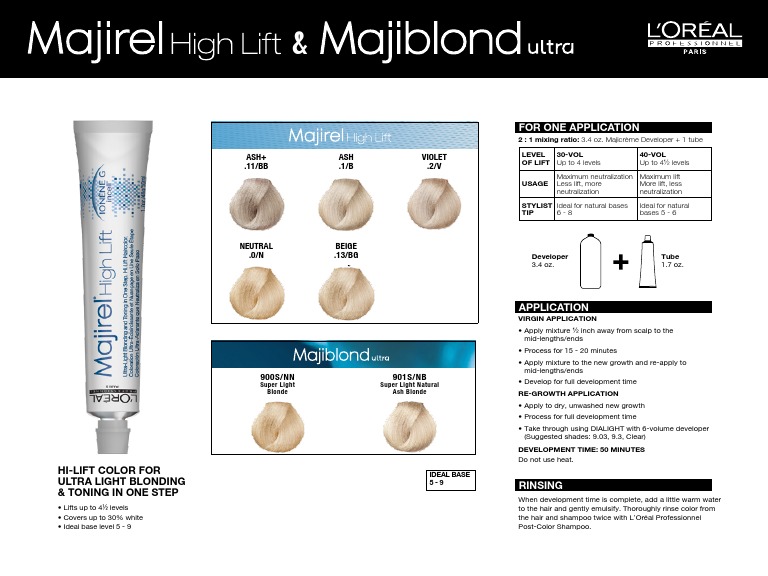 Majirel High Lift Majiblond Ultra Color Chart and Formulation ...