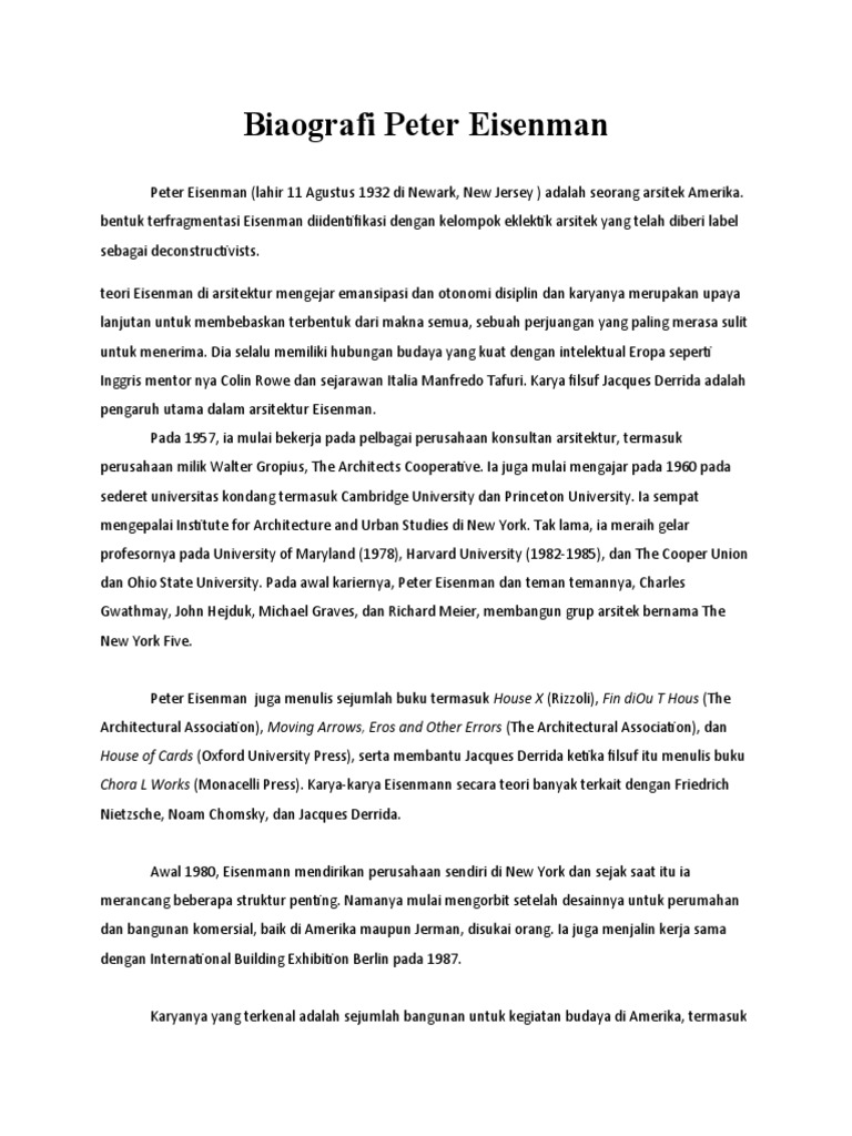 Biaografi Peter Eisenman | PDF