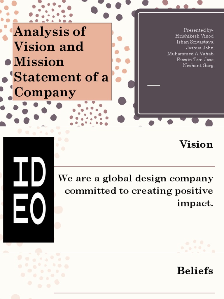 Analysis of Vision and Mission Statement of A Company | PDF ...