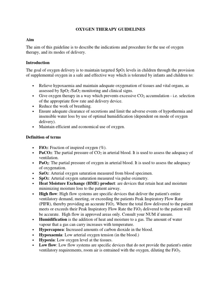 Oxygen Therapy Guidelines | Download Free PDF | Hypoxia (Medical ...