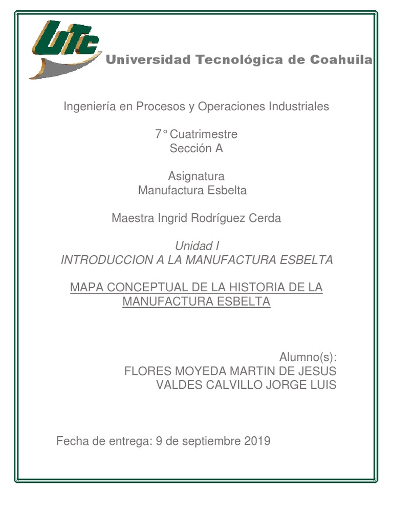 Mapa Mental Manufactura Esbelta. | PDF