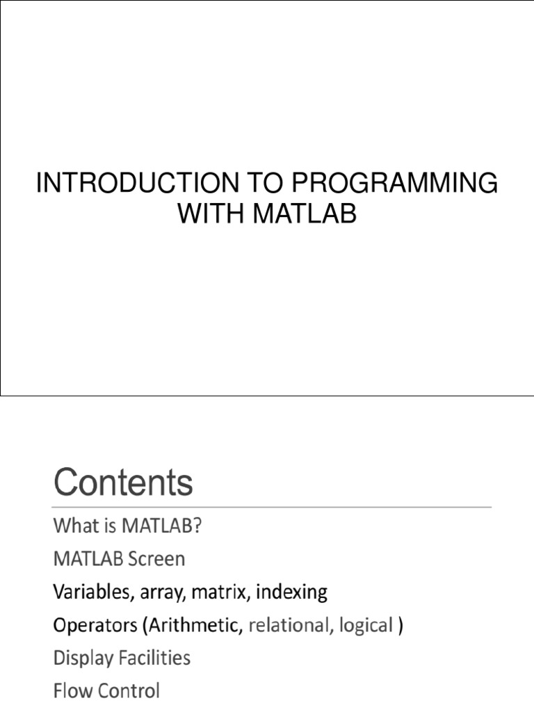 Introduction To Matlab Pdf Matlab Function Mathematics