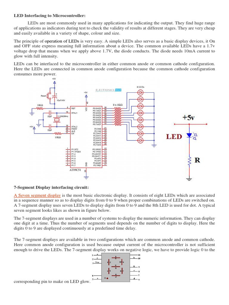 Operation of Leds: Led Interfacing To Microcontroller | PDF | Digital ...