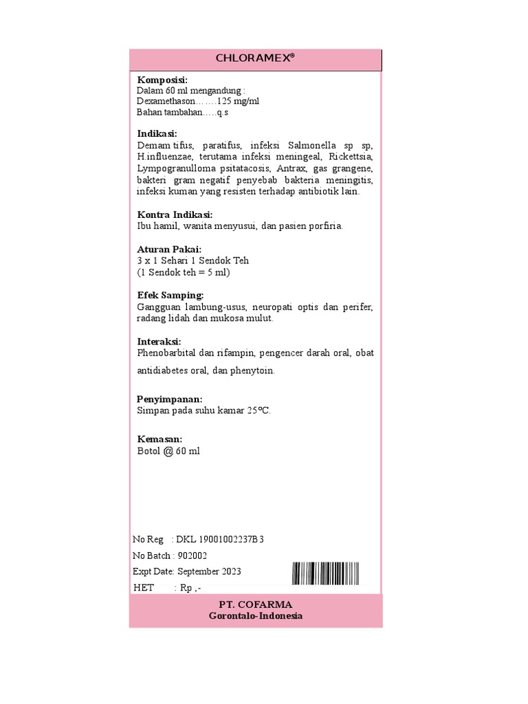 Interaksi dan Efek Samping Chloramex | PDF