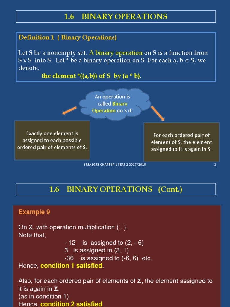 Ch1 - Part2 Binary Operation | PDF | Multiplication | Functions And Mappings