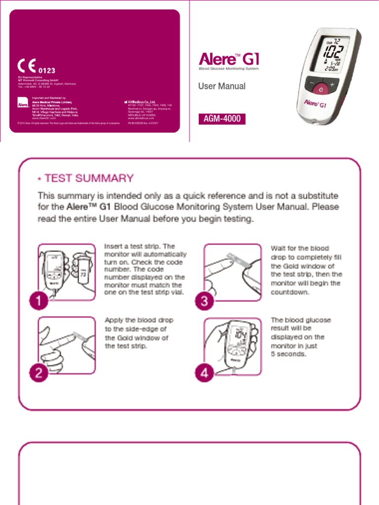 Alere G1 Glucose Meter Manual | PDF | Computer Monitor | Clinical Medicine